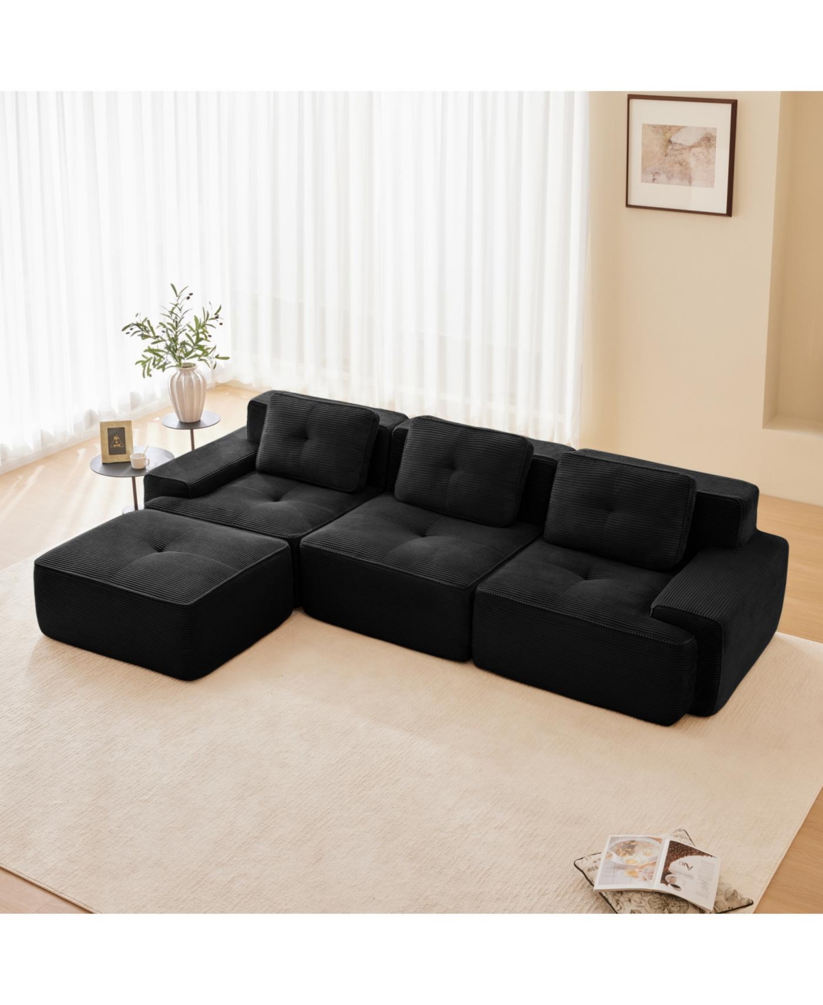 Click here for Streamdale Modern L-Shaped Corduroy Sectional Sofa... prices
