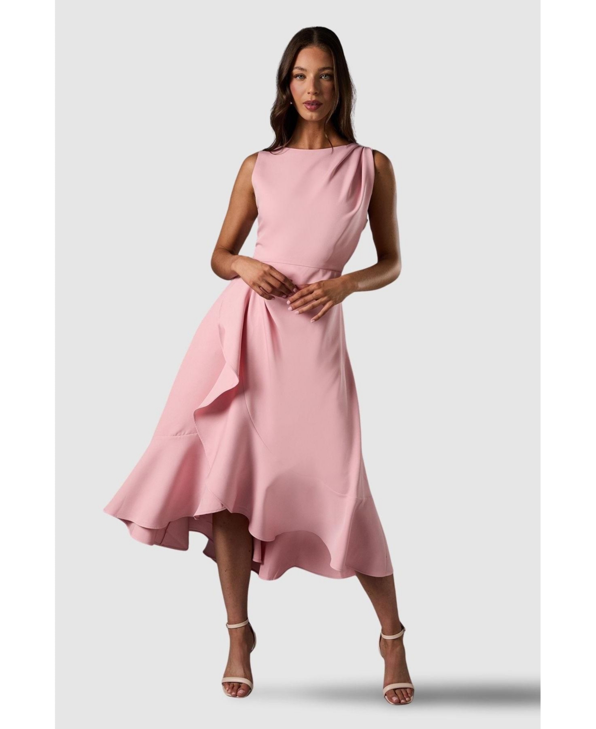 Click here for Coast Womens Waterfall Crepe Midi Dress - Blush prices