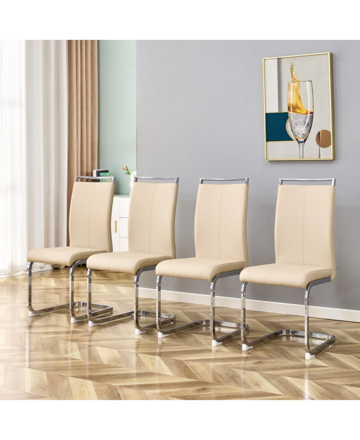 Click here for Streamdale Modern Pu Leather Dining Chairs (Set of... prices