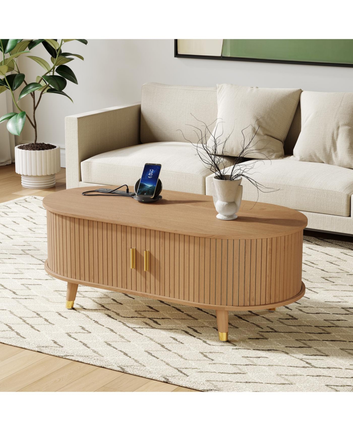 Click here for Streamdale Oval Fluted Coffee Table with Charging... prices