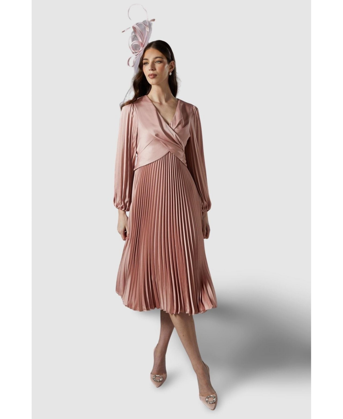 Click here for Coast Womens Pleat Skirt Midi Dress - Rose prices