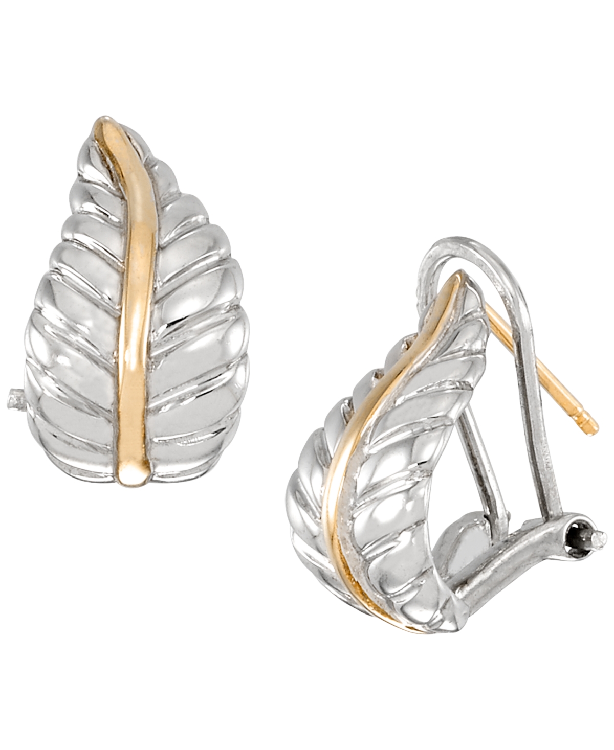 Click here for Macys Leaf Stud Earrings in 14K Yellow Gold Over S... prices