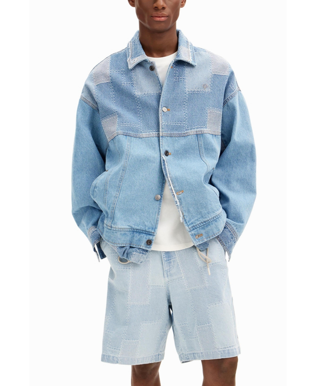 Click here for Desigual Mens Patch denim shorts - Blue prices