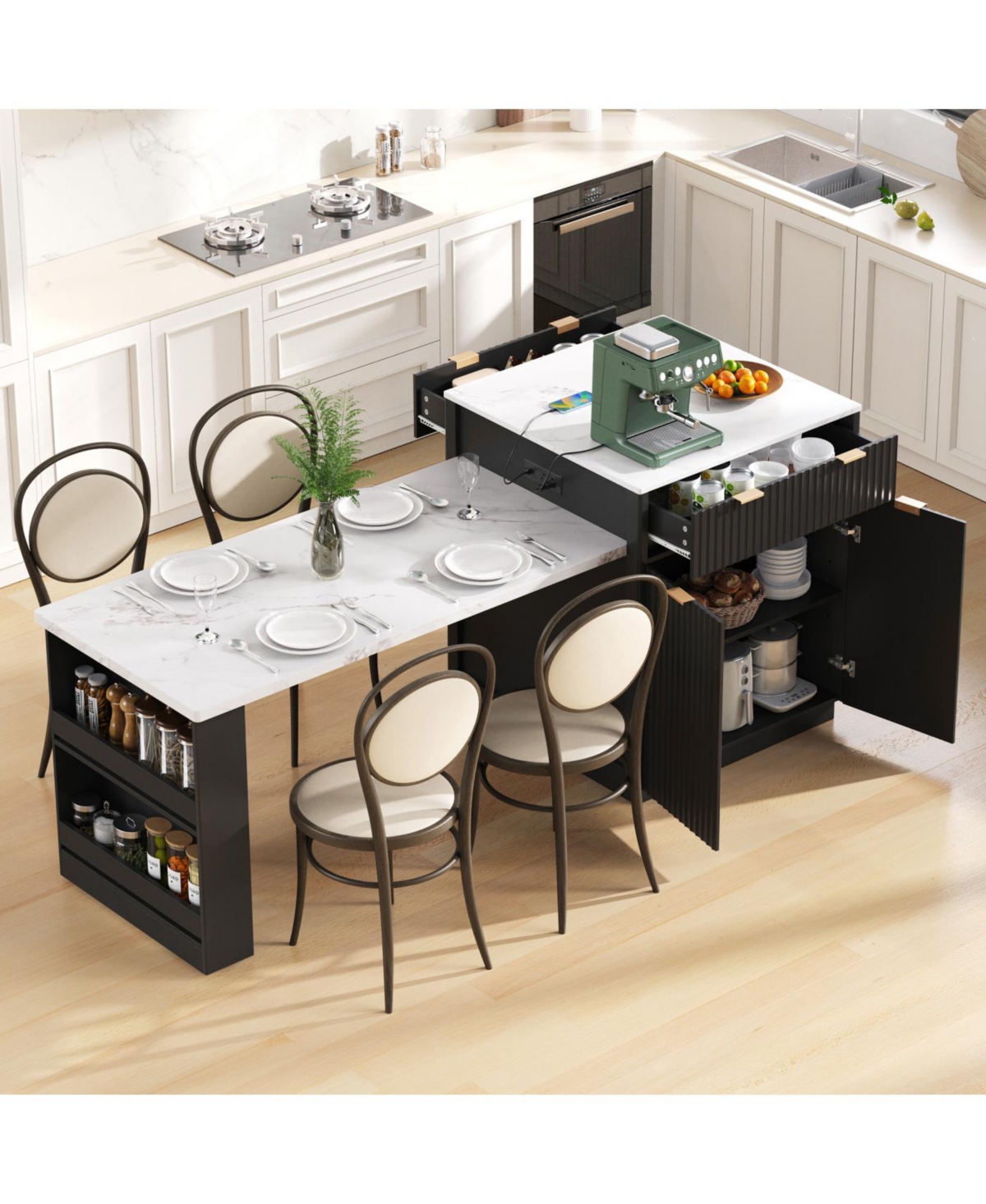 Click here for Streamdale Furniture Fluted Kitchen Island with Ex... prices