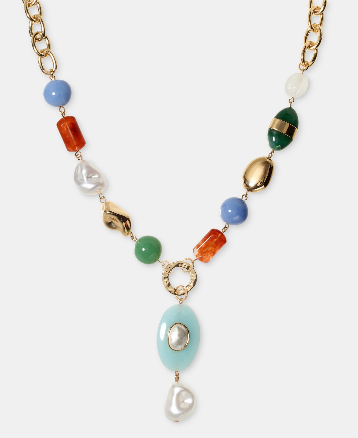 Click here for Style & Co Mixed Stone & Imitation Pearl Lariat Ne... prices