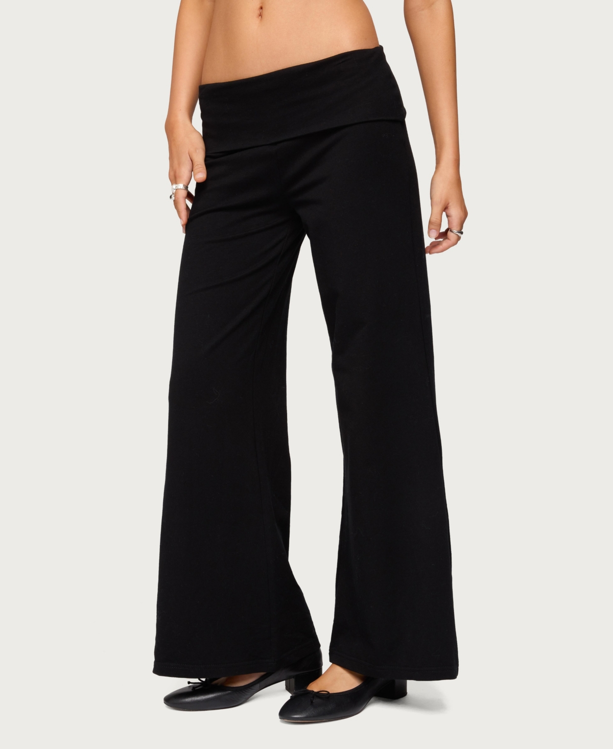 Click here for Edikted Womens Wide Leg Fold Over Pants - Black prices