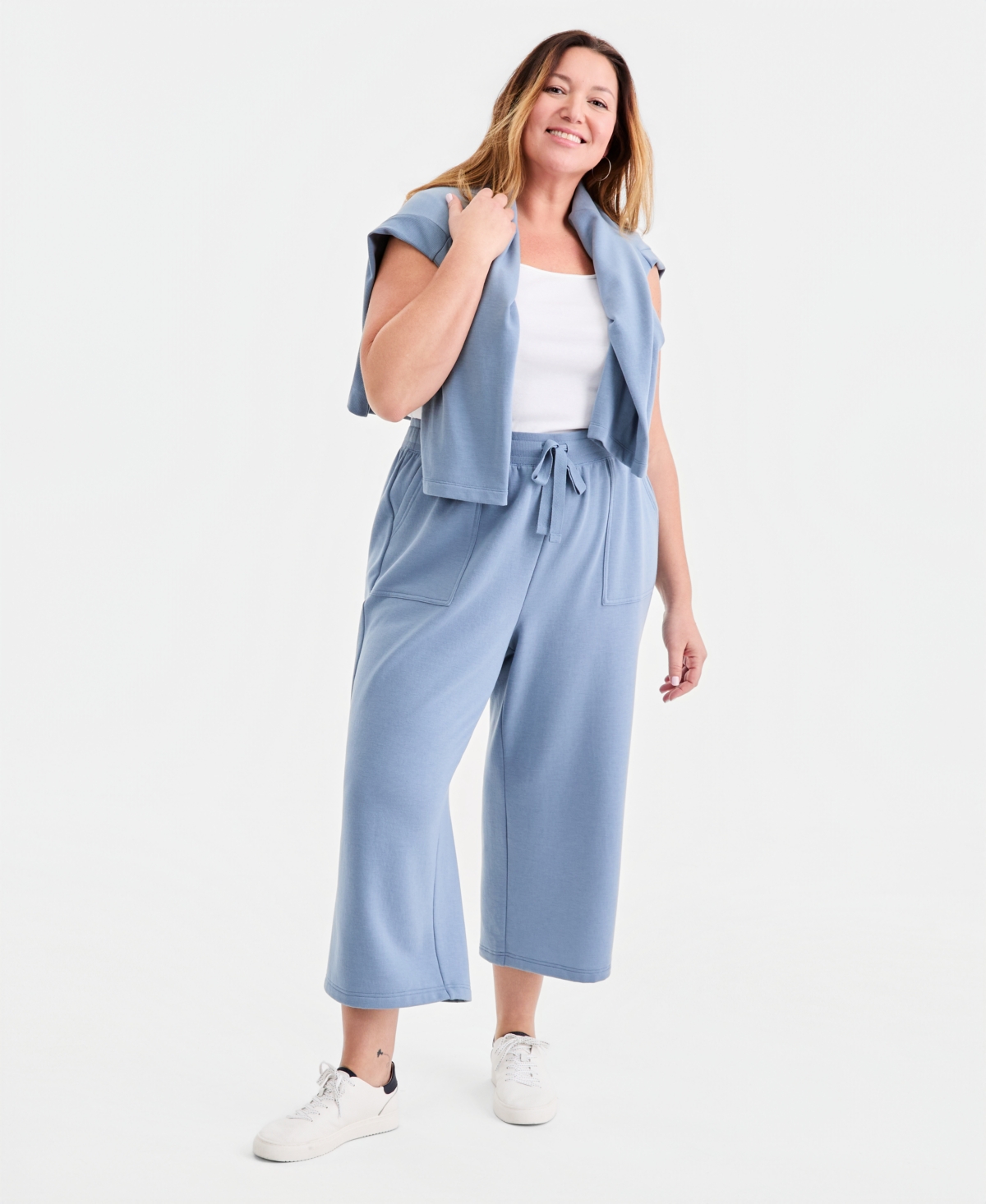 Click here for Style & Co Plus Size Lux Soft Cropped Wide Leg Pan... prices