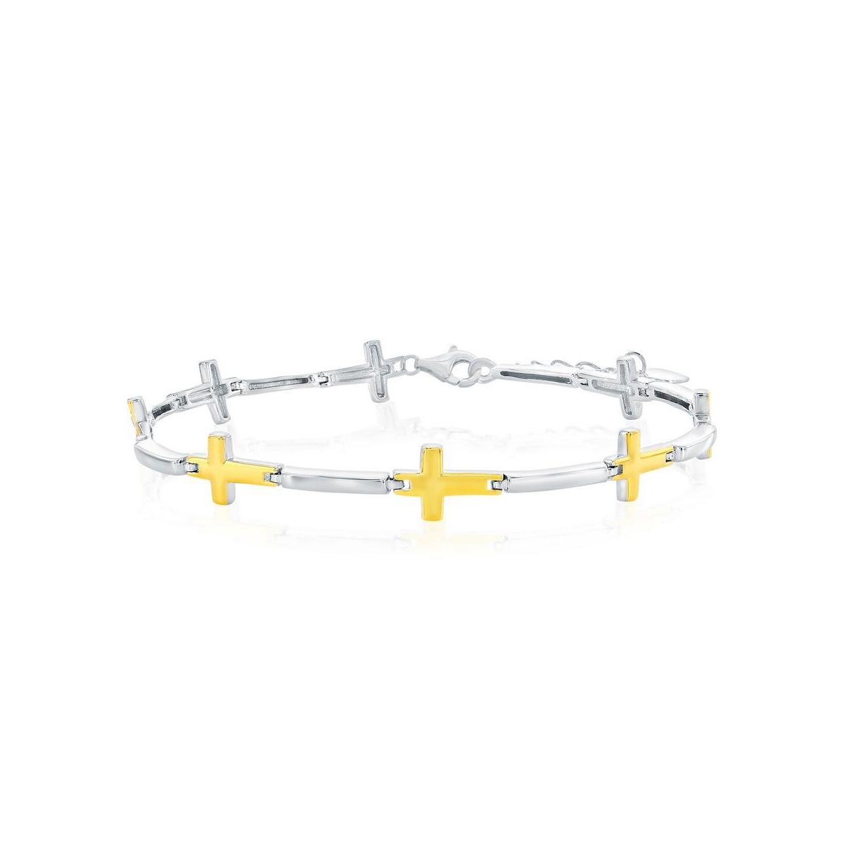 Click here for Simona Sterling Silver  Sideways Cross Bracelet -... prices