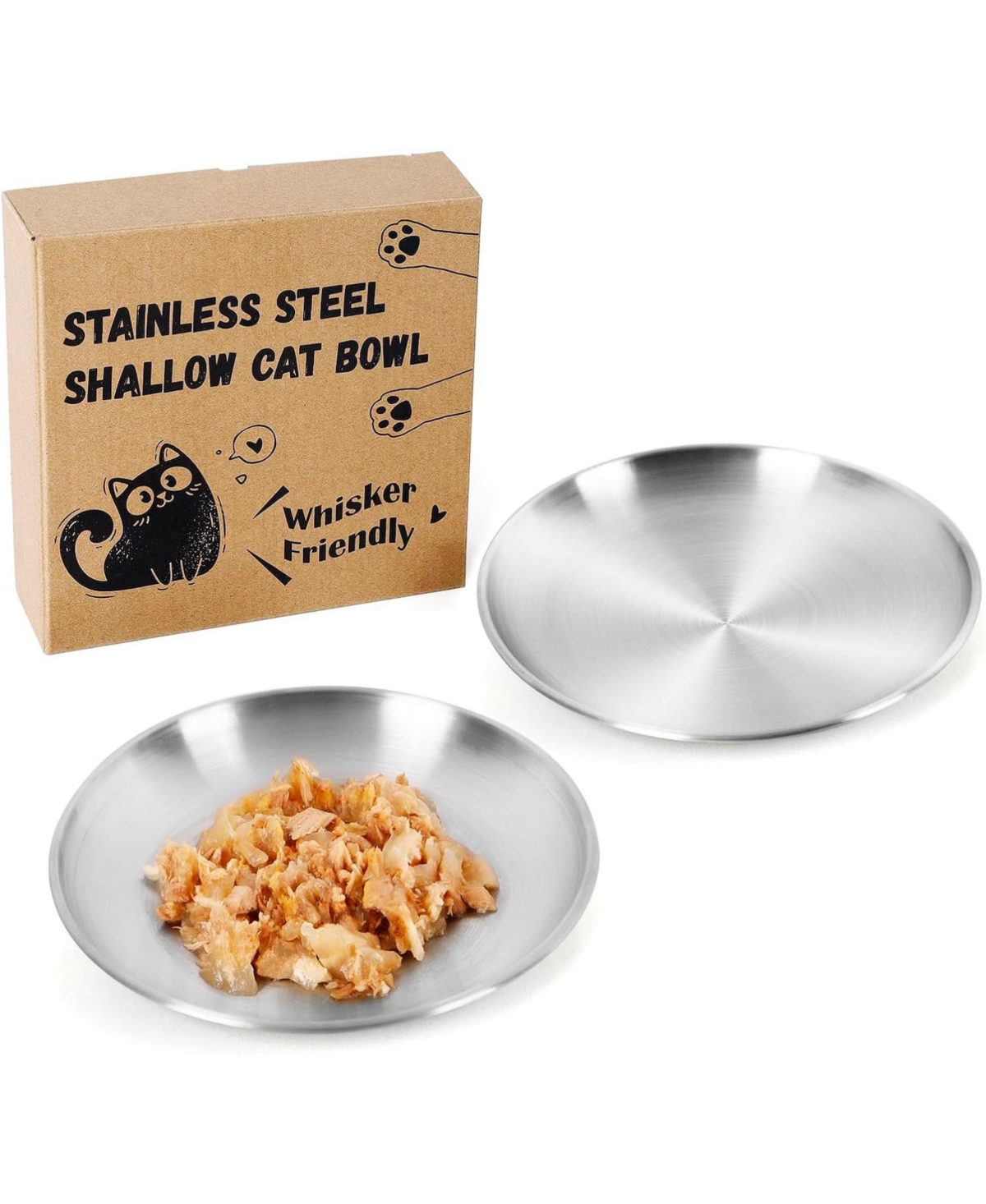Click here for 2 Pack Stainless Steel Cat Food Bowls Shallow Whis... prices