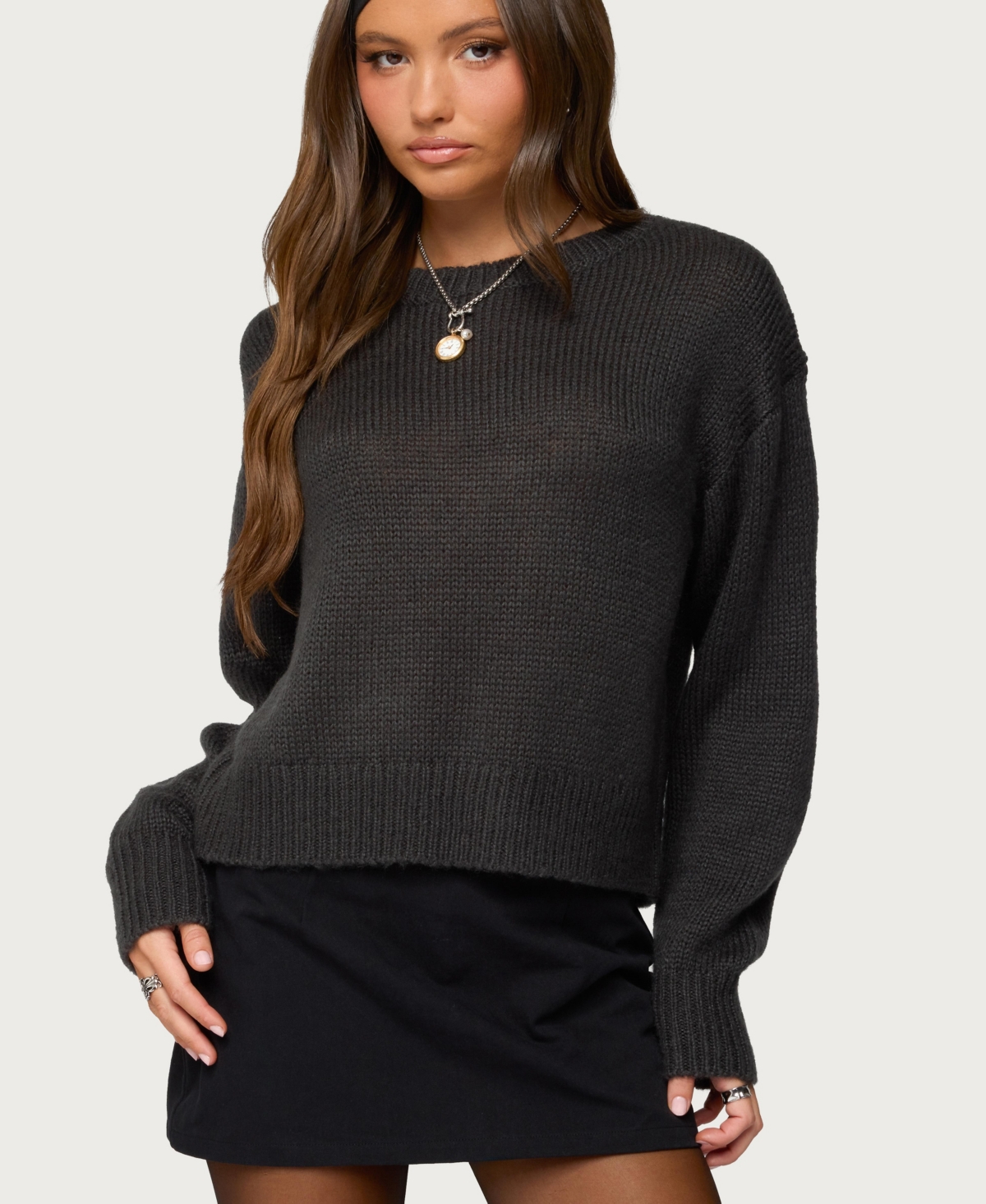 Click here for Edikted Womens Kyrah Oversized Knit Sweater - Dark... prices