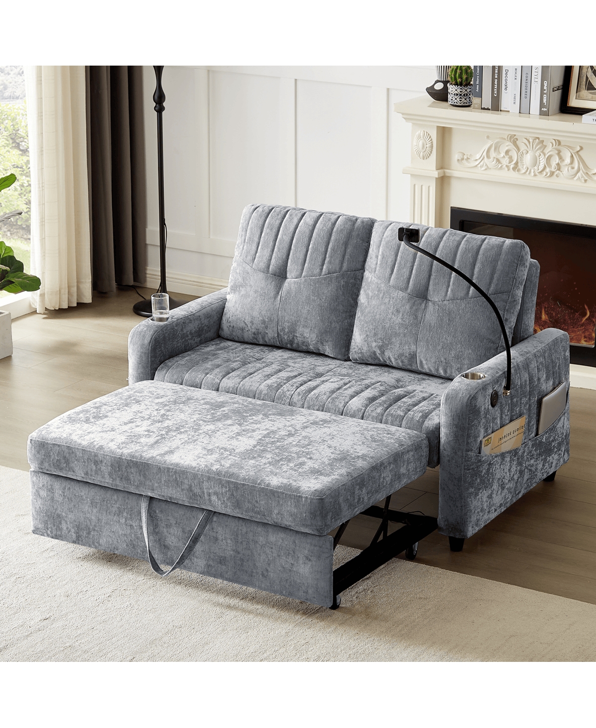 Click here for Maison Boucle 53.9 Chenille Pull-Out Sleeper Sofa... prices