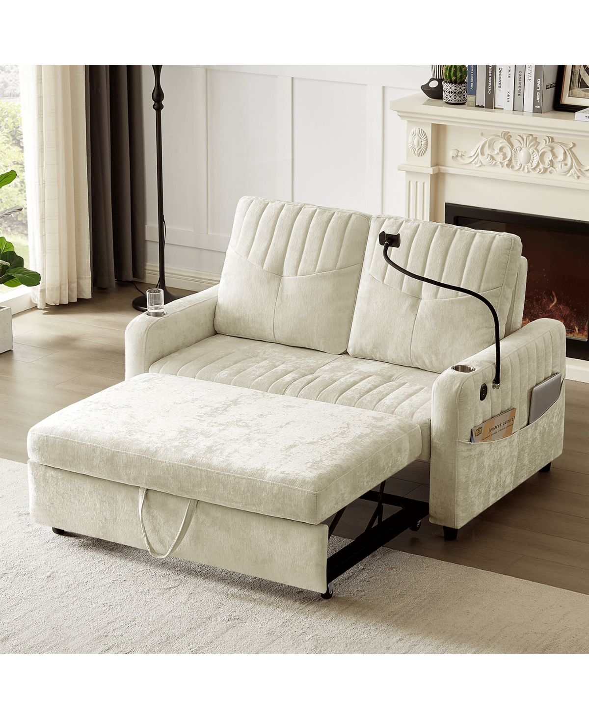 Click here for Maison Boucle 53.9 Chenille Pull-Out Sleeper Sofa... prices