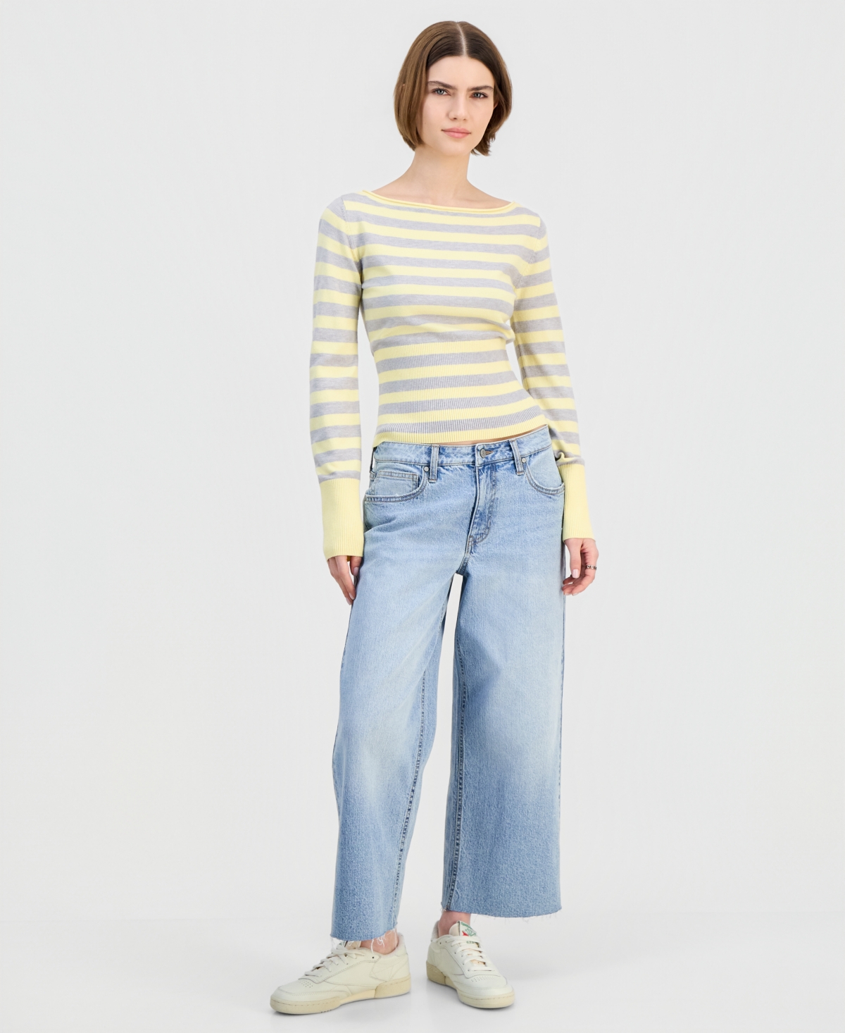 Click here for Celebrity Pink Juniors Raw-Hem Wide-Leg Jeans - Bi... prices