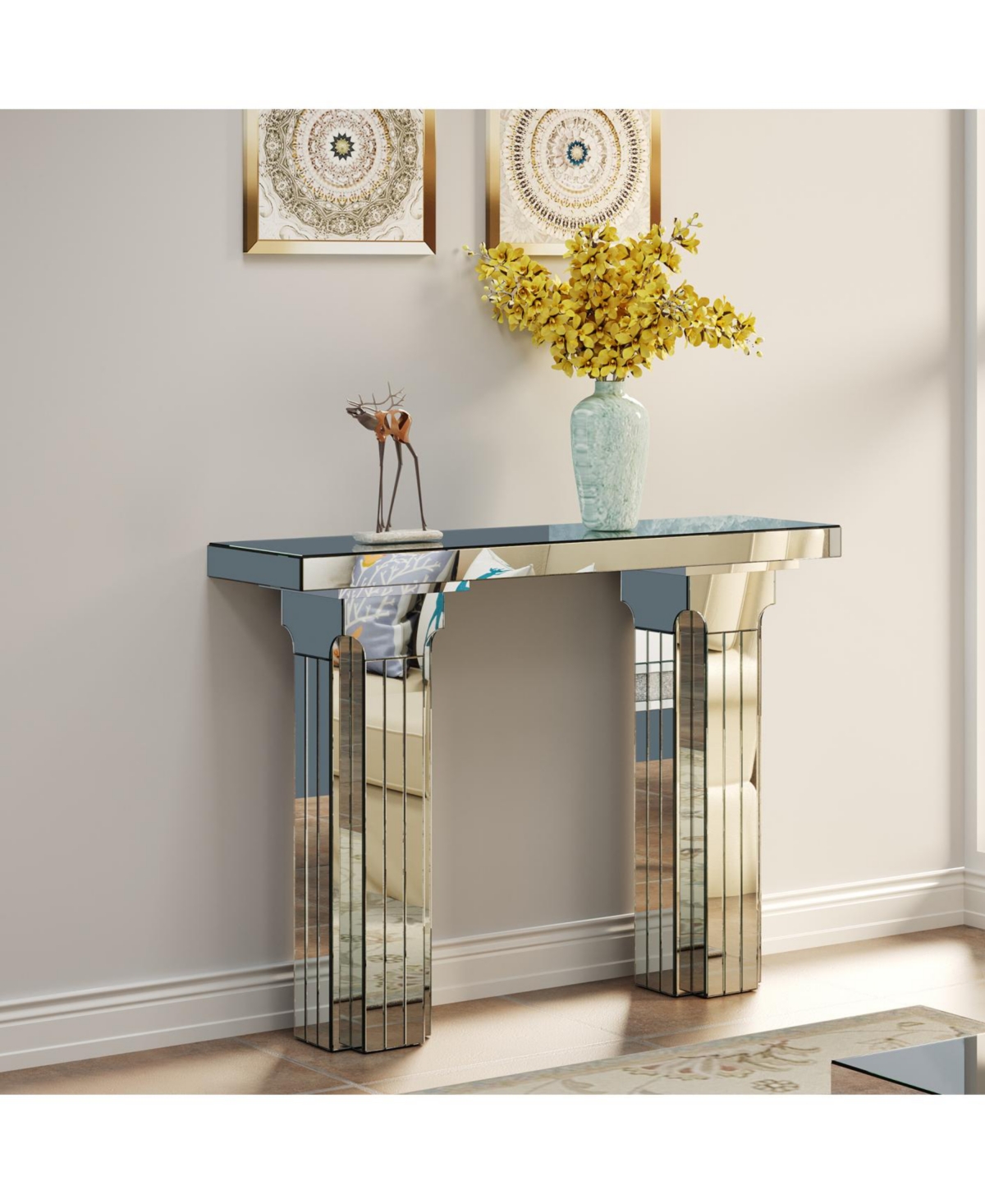 Click here for Streamdale Mirrored Console Table Bling Silver Mir... prices