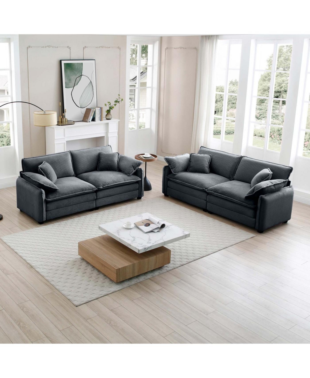 Click here for Streamdale Furniture Modern Grey Corduroy Two-Piec... prices