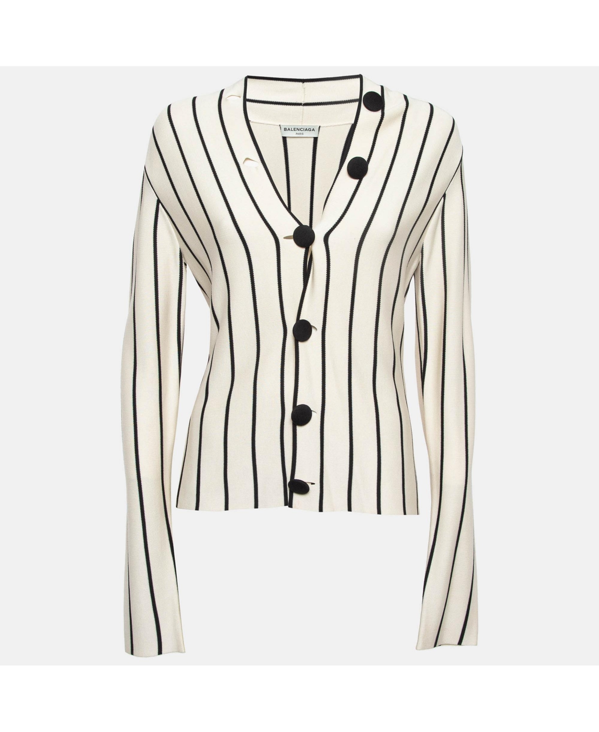 Click here for Pre-Owned Balenciaga Womens Cream Striped Silk Kni... prices