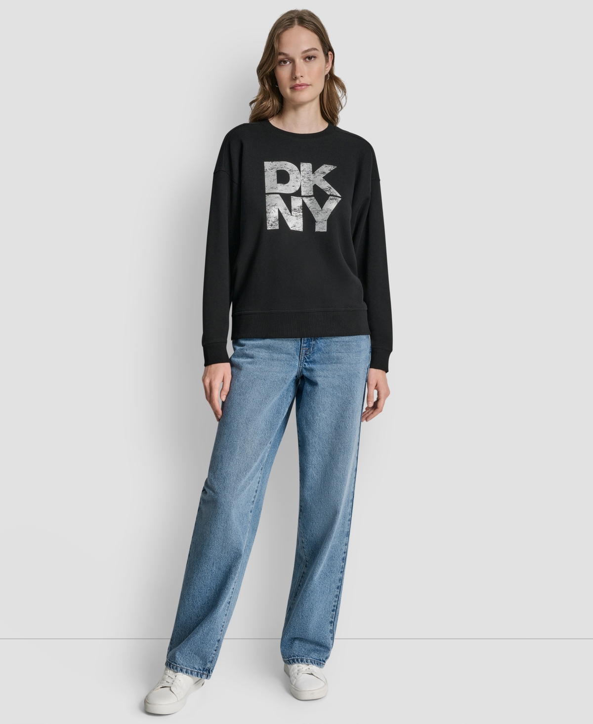 Click here for Dkny Jeans Womens Stacked Foil Logo Crewneck Sweat... prices