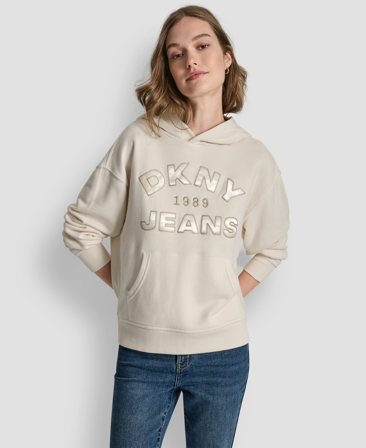 Click here for Dkny Jeans Womens Applique Chainstitch Logo Hoodie... prices