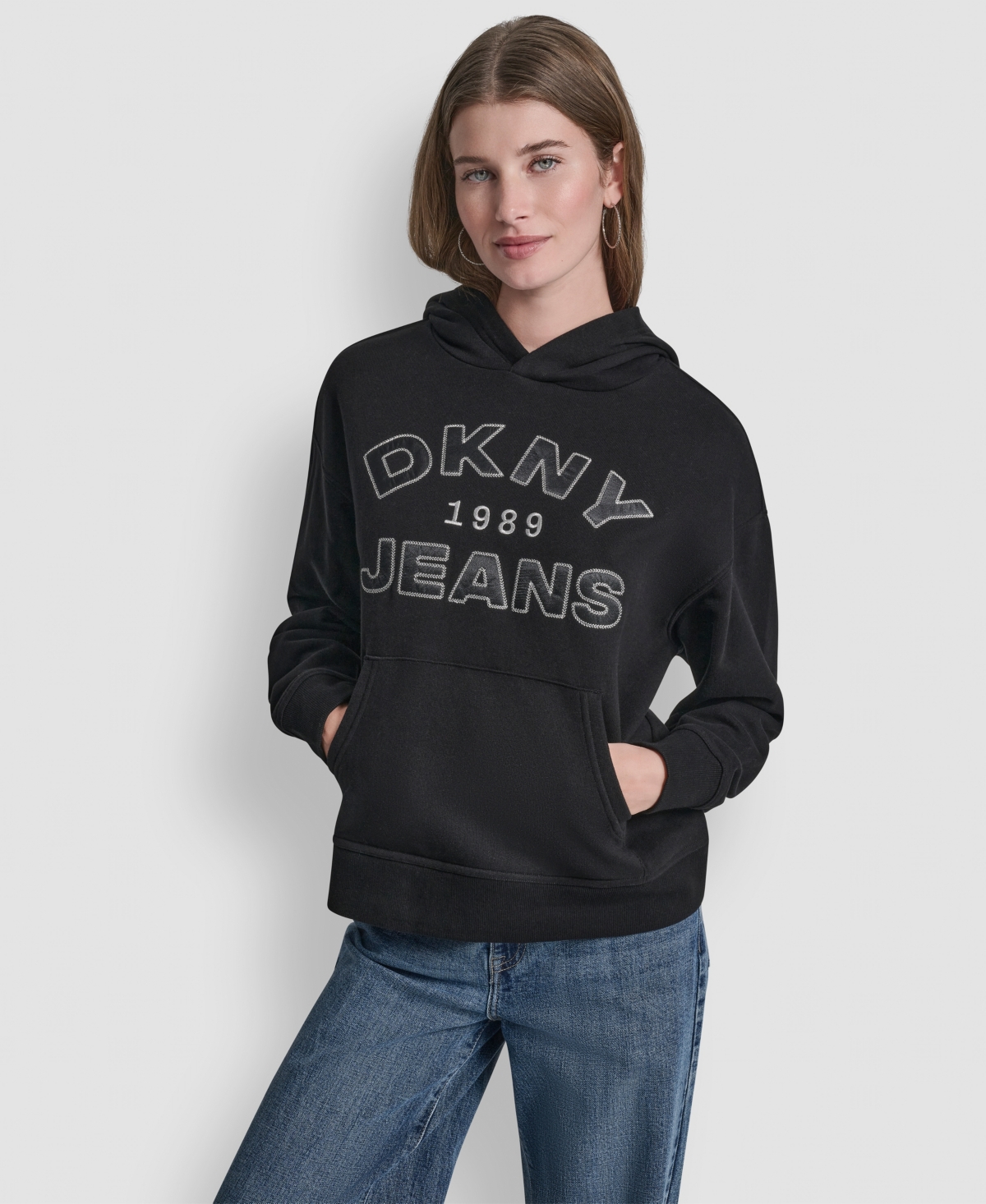 Click here for Dkny Jeans Womens Applique Chainstitch Logo Hoodie... prices