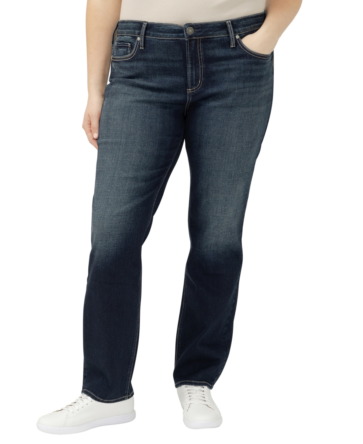 Click here for Silver Jeans Co. Plus Size Elyse Mid Rise Comfort... prices