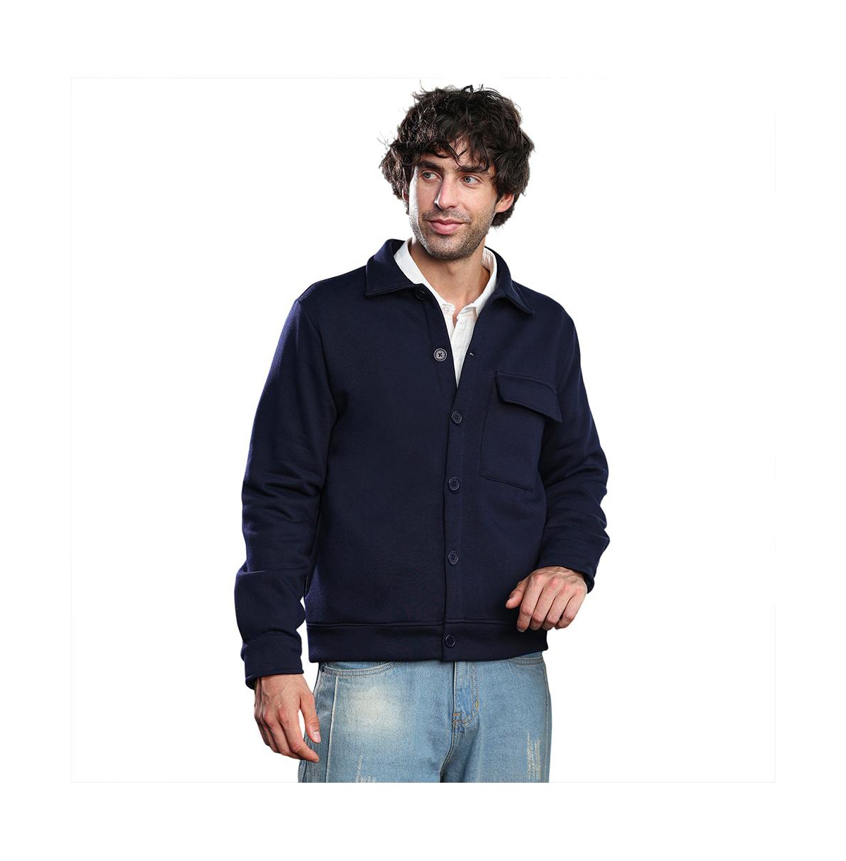 Click here for Campus Sutra Mens Navy Blue Utility-Knit Jacket -... prices