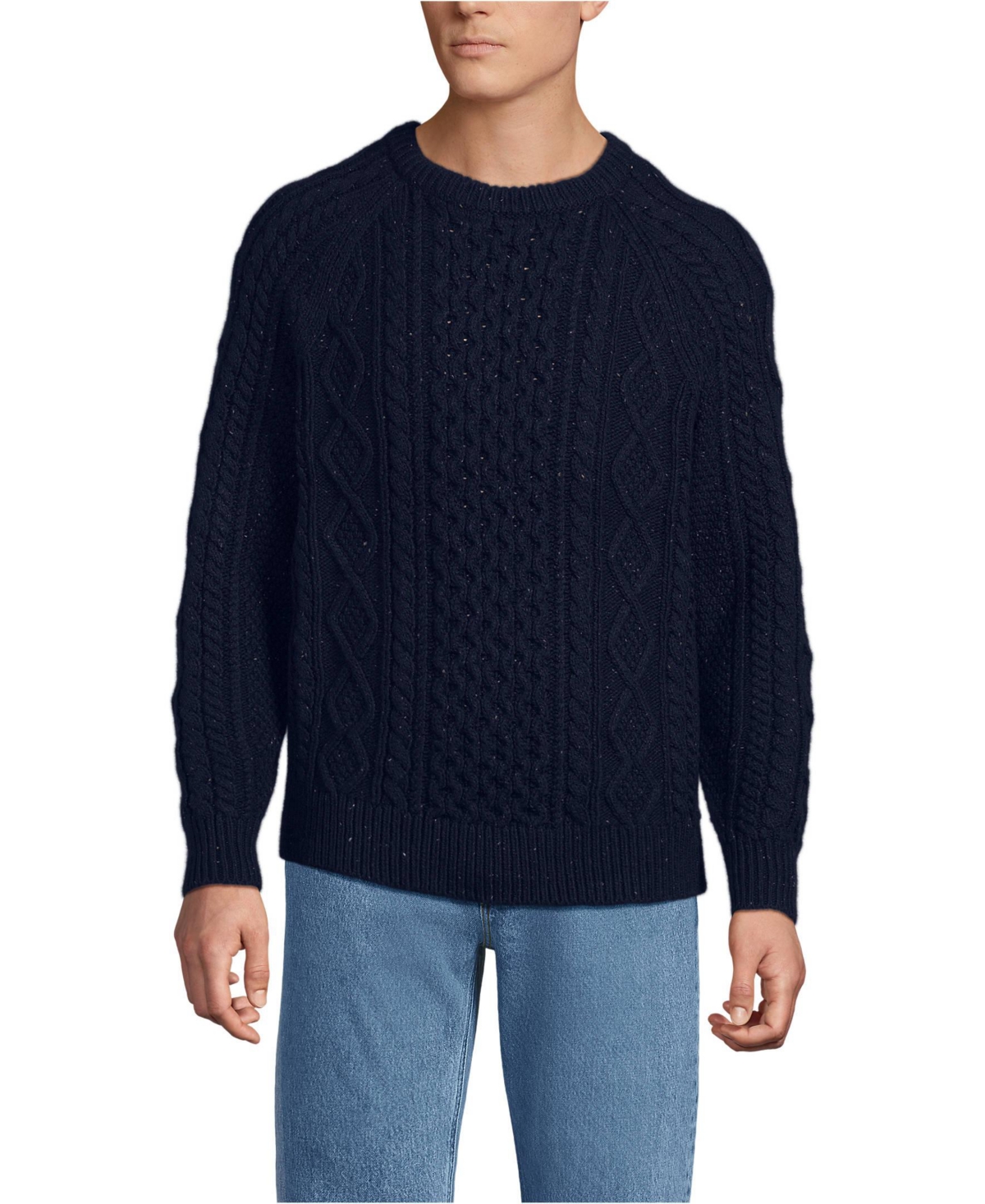 Click here for Lands End Mens Cotton Blend Aran Cable Crew Neck S... prices