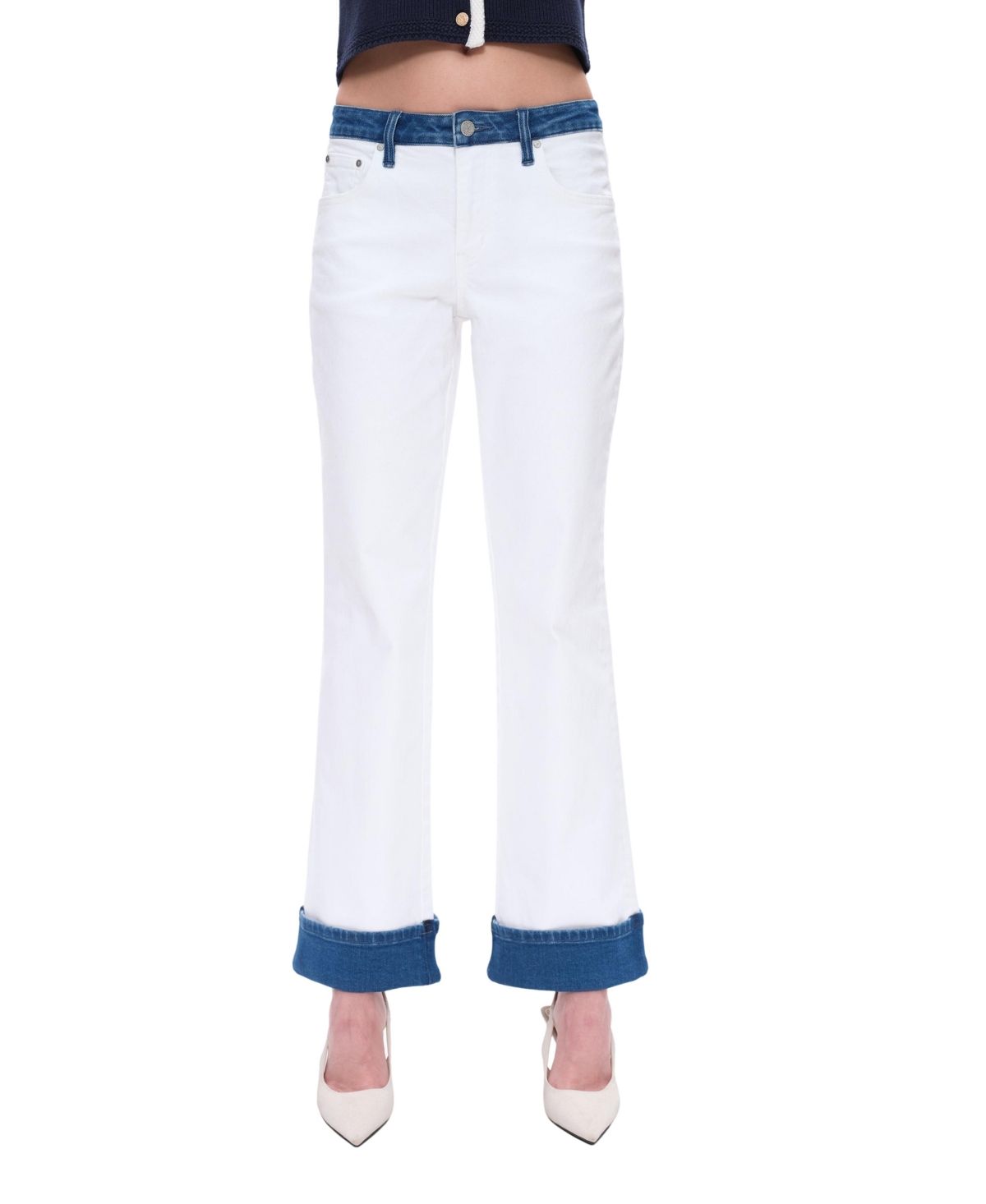 Click here for Bayeas Womens Paneled Mid-Rise Belted Straight-Leg... prices