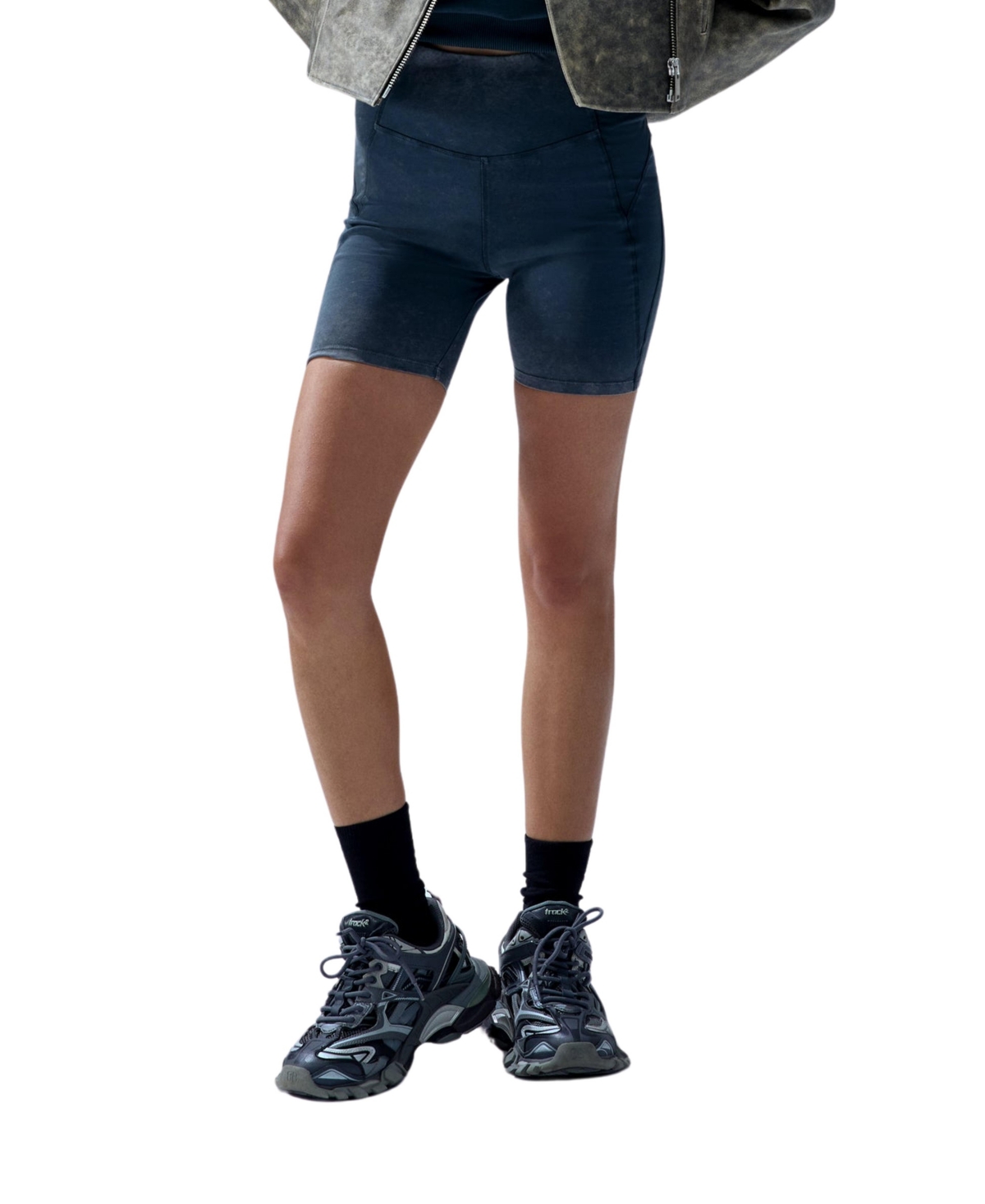 Click here for Pcfg Womens Cotton Acid Wash Biker Leggings - Asph... prices