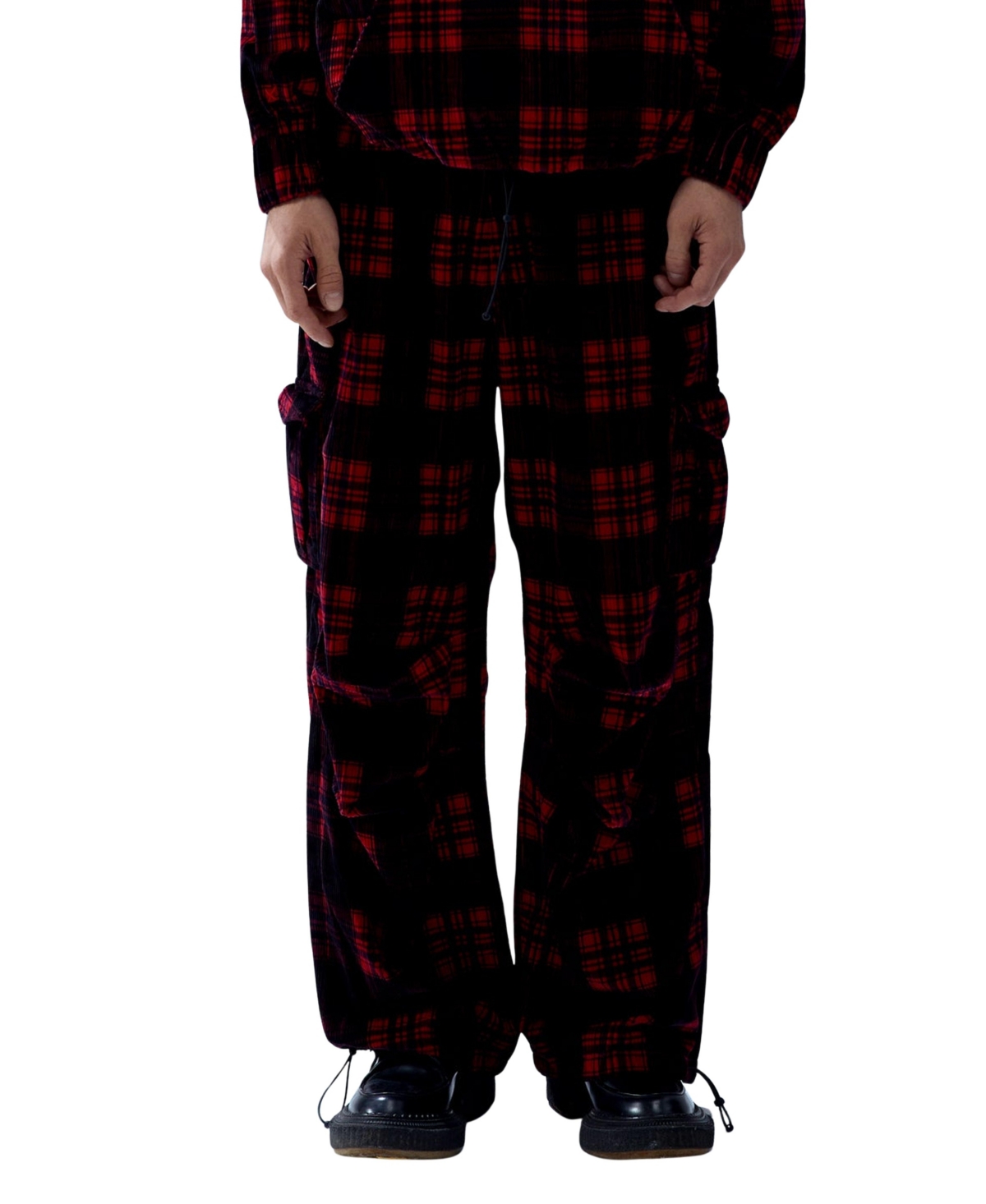 Click here for Pcfg Womens Cotton Plaid Cargo Pants - Red prices