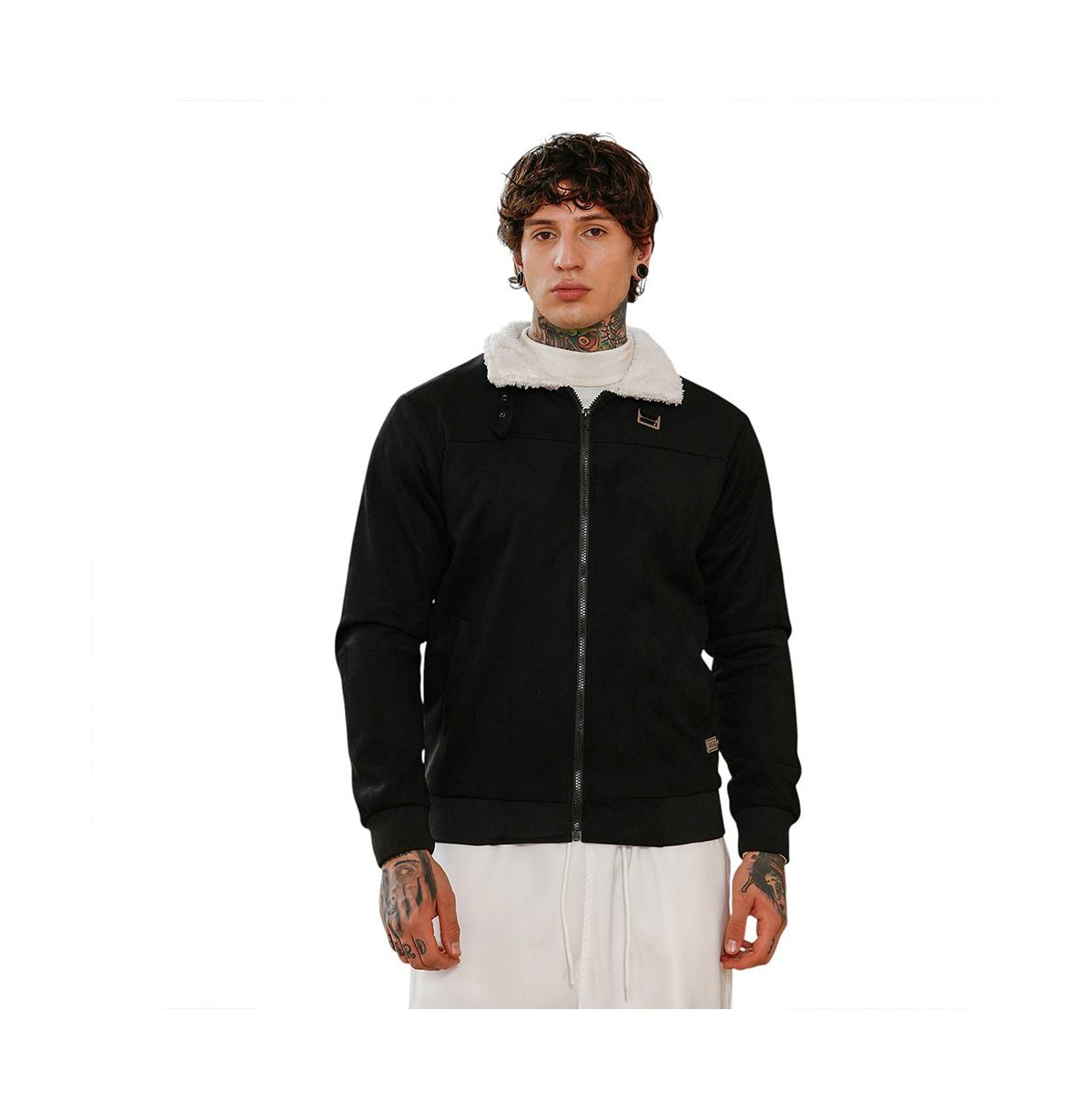 Click here for Campus Sutra Mens Raven Black Contrast Sherpa-Line... prices