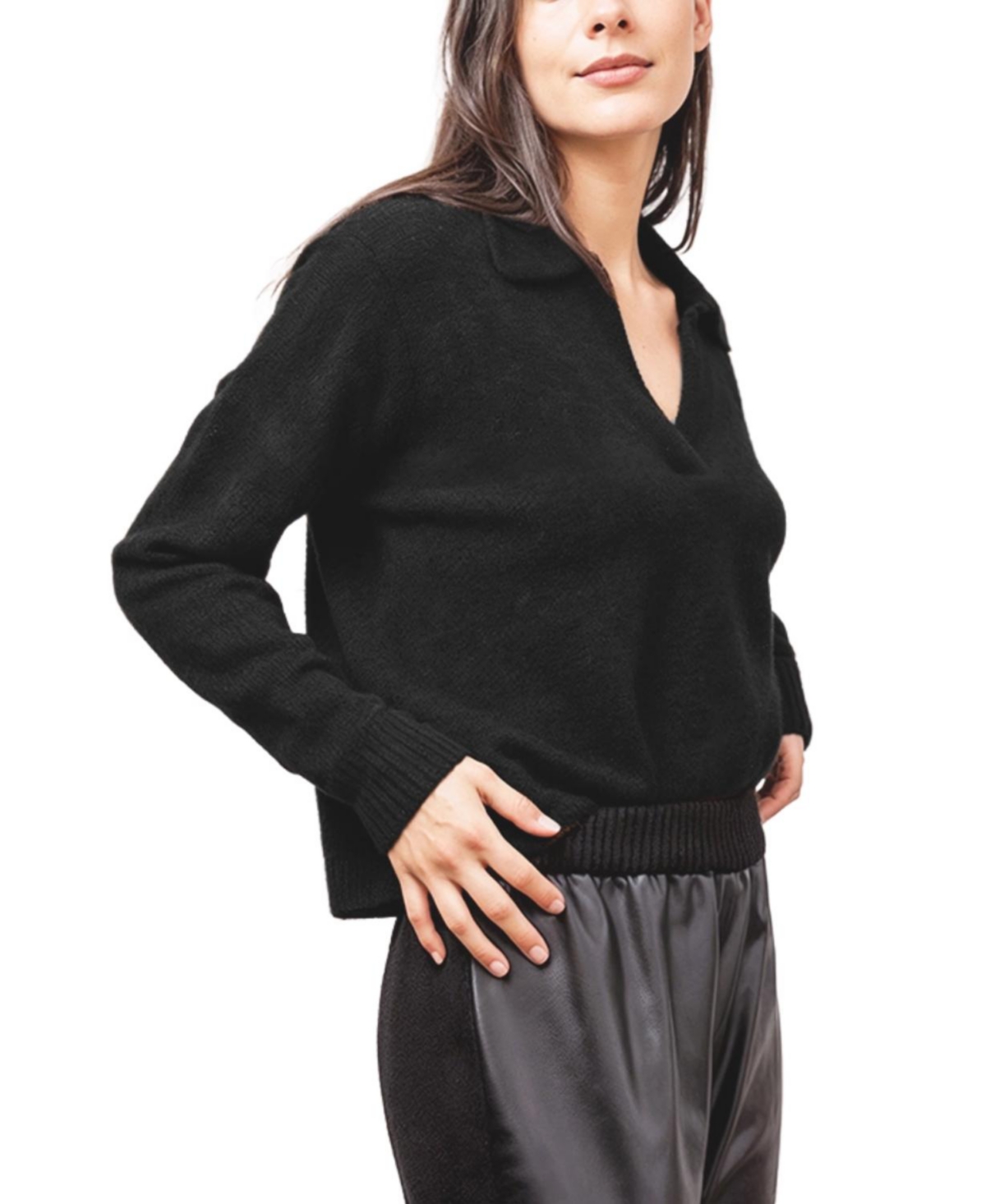 Click here for Central Park West Womens Robbie V-Neck Polo - Blac... prices