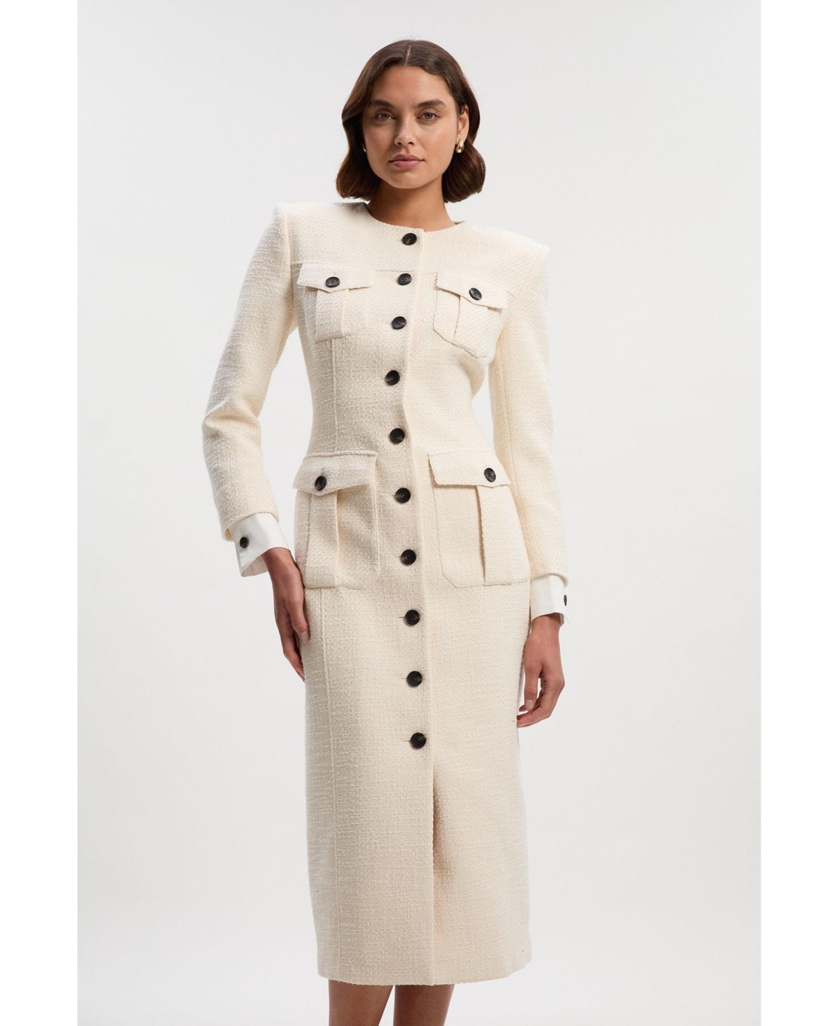 Click here for Karen Millen Womens Tailored Pocket Front Midi Dre... prices