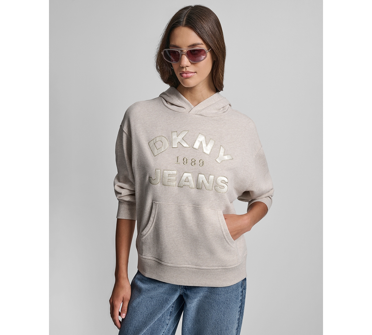 Click here for Dkny Jeans Womens Applique Chainstitch Logo Hoodie... prices