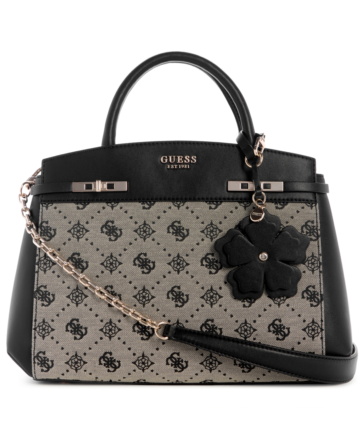 Click here for Guess Melinda Logo Medium Tri Comp Satchel Bag - B... prices