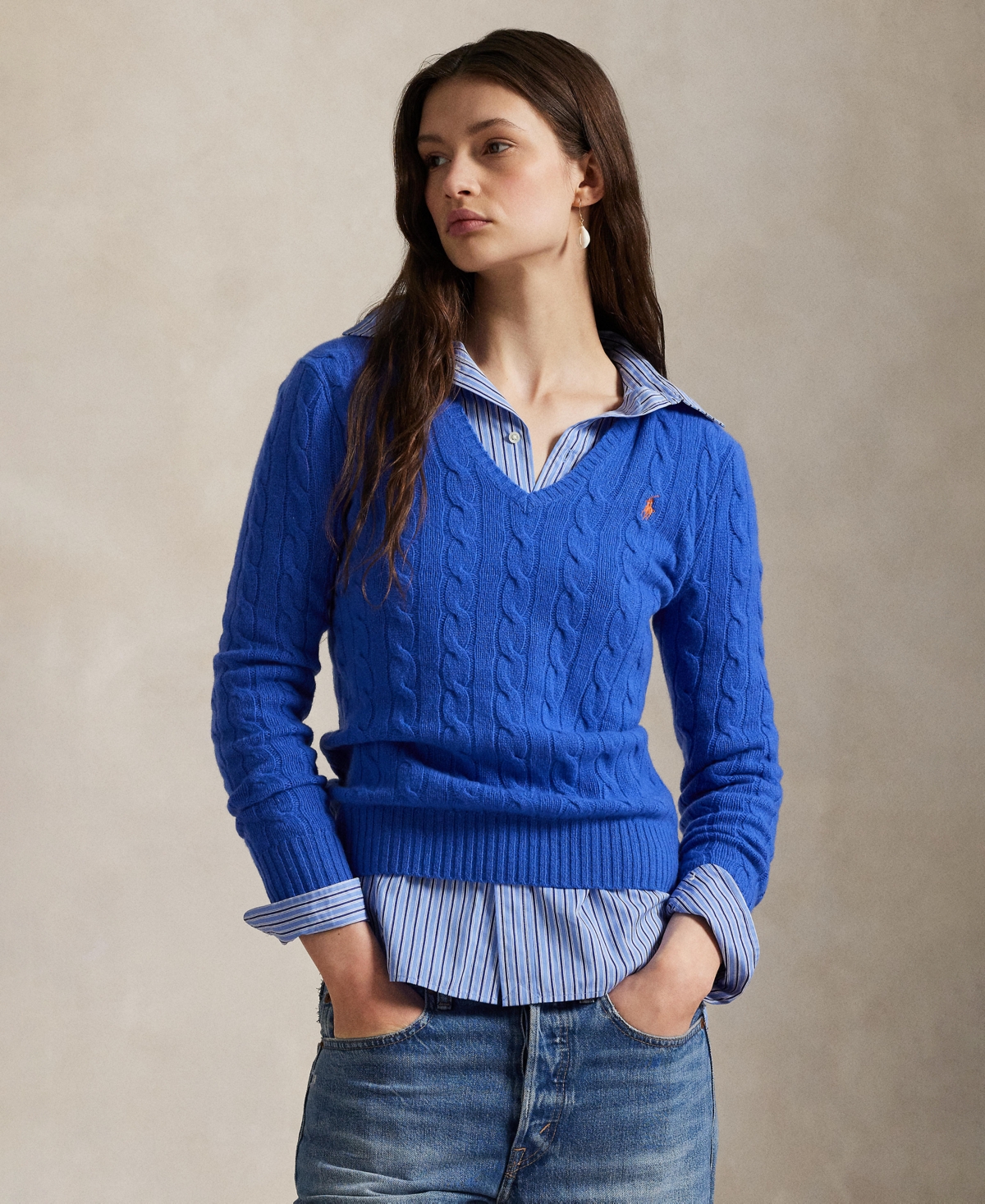 Click here for Polo Ralph Lauren Womens Cable-Knit Slim-Fit Sweat... prices