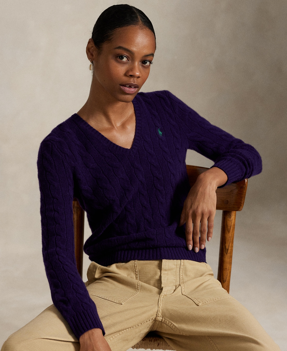 Click here for Polo Ralph Lauren Womens Cable-Knit Slim-Fit Sweat... prices