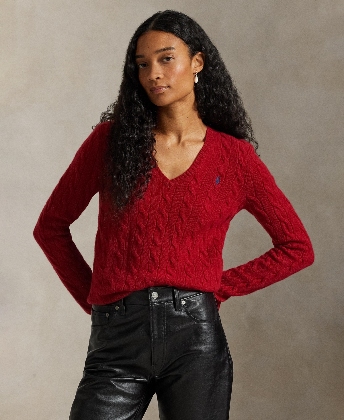 Click here for Polo Ralph Lauren Womens Cable-Knit Slim-Fit Sweat... prices