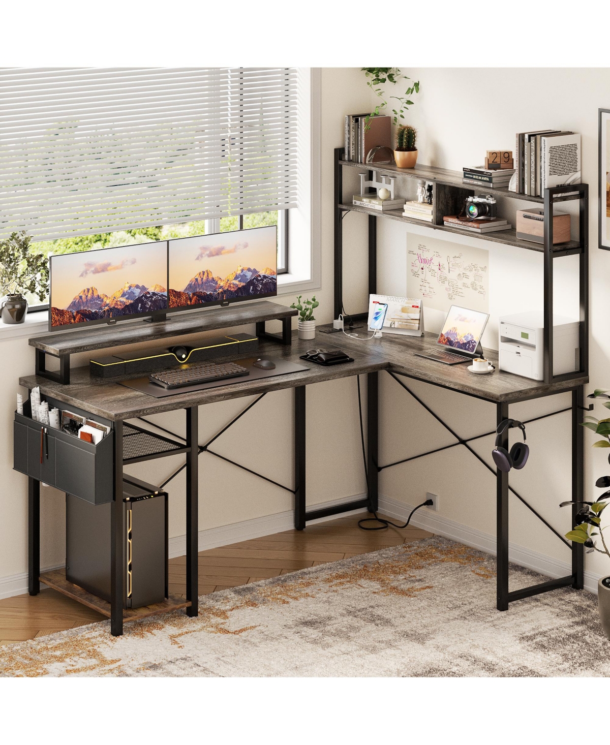 Click here for Aheaplus 49 Small L Shaped Desk with Hutch  Revers... prices