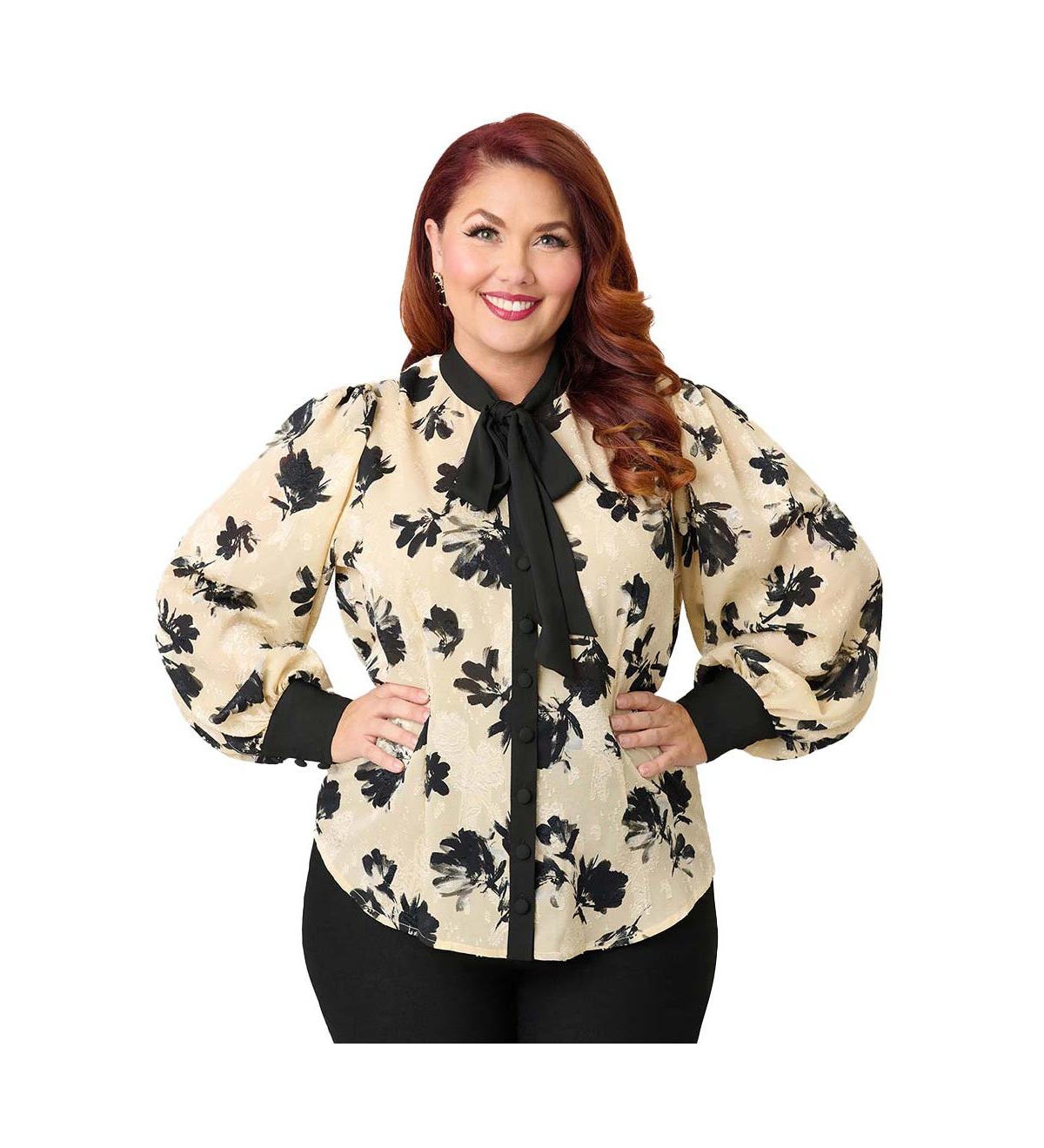 Click here for Unique Vintage Plus Size Long Sleeve Neck Tie Gwen... prices