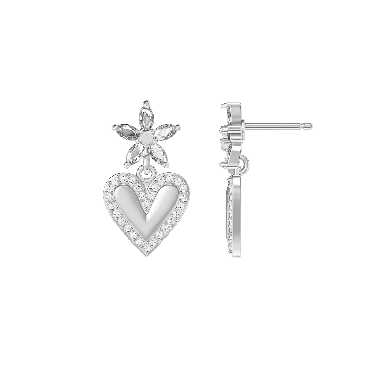 Click here for Hollywood Sensation Bloom Heart Drop Earrings - Si... prices
