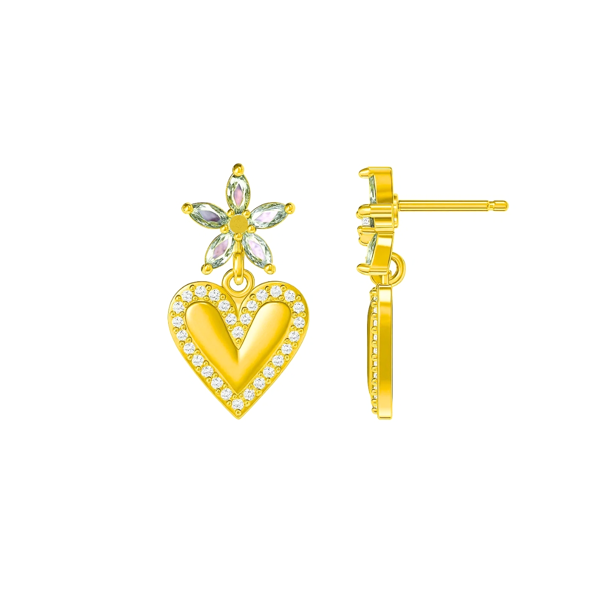 Click here for Hollywood Sensation Bloom Heart Drop Earrings - Go... prices