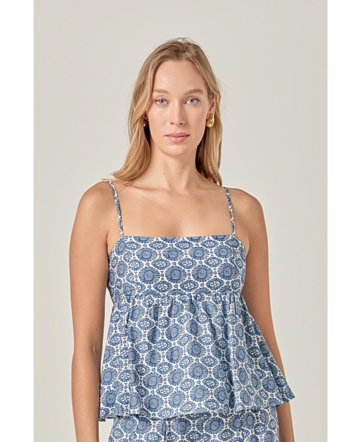 Click here for English Factory Womens Printed Babydoll Top - Navy... prices