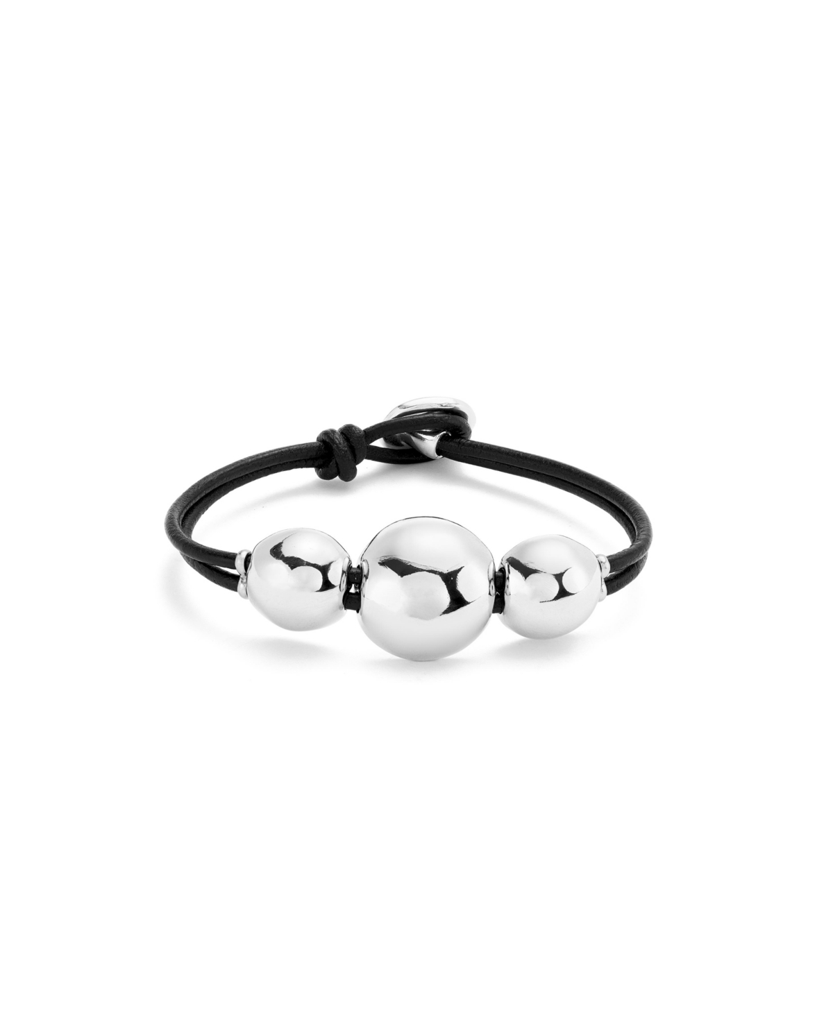 Click here for UNOde50 Triple Silver Sphere Cord Bracelet - Brown prices