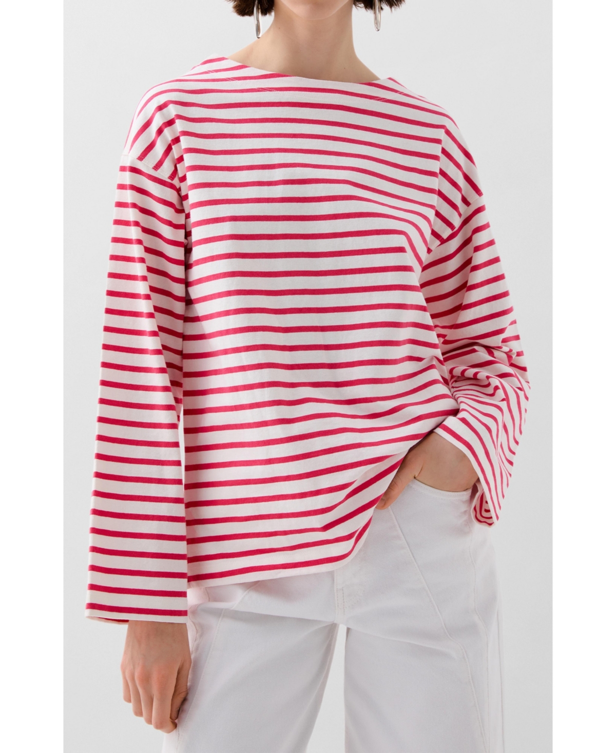 Click here for Scalpers Womens Stripes Label Ls Tee - Coral prices