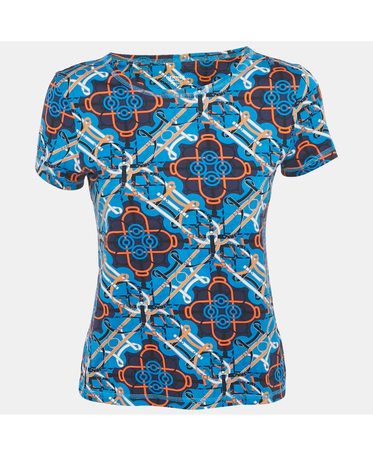 Click here for Pre-Owned Hermes Womens Blue/multicolor Printed Co... prices