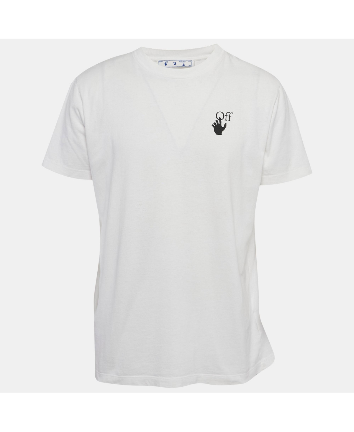 Click here for Pre-Owned Off-White Mens White Logo Print Jersey C... prices