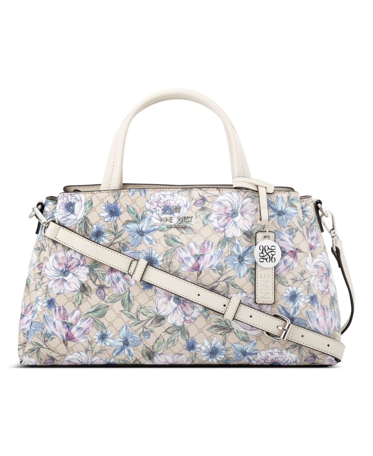 Click here for Nine West Womens Luela Satchel Bag - Floral Logo M... prices