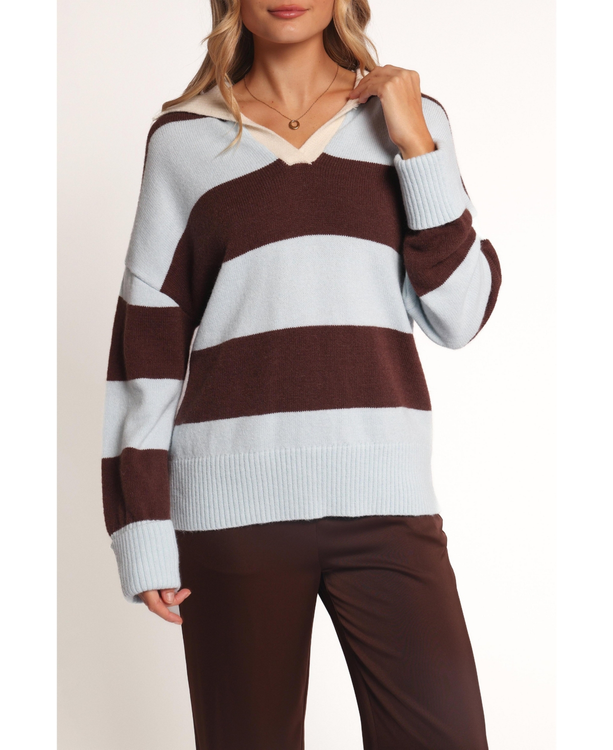 Click here for Petal and Pup Womens Mikaela Rugby Stripe Knit Swe... prices