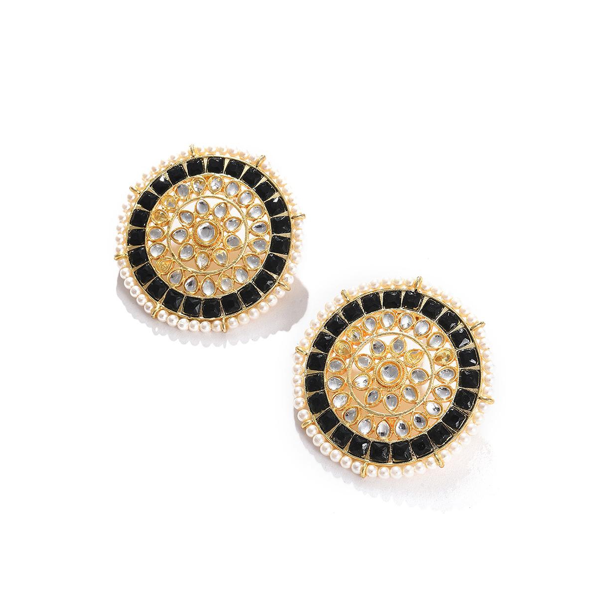 Click here for Sohi Womens Stone Stud Earrings - Black prices