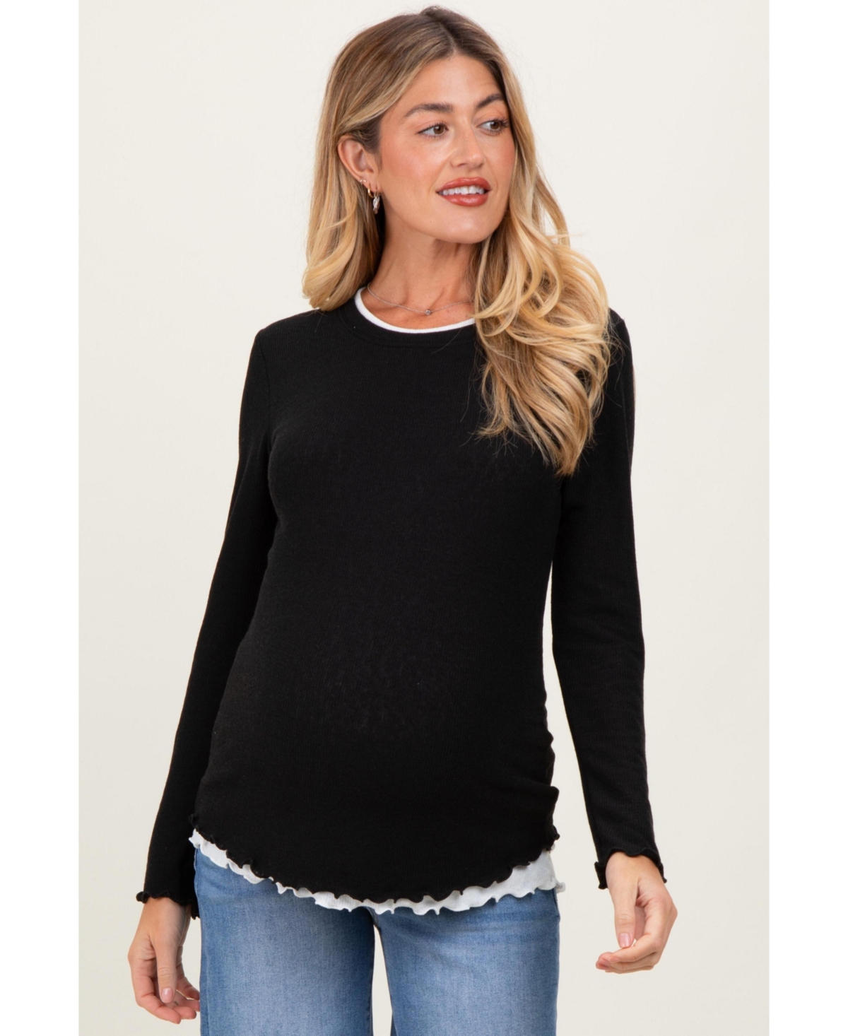 Click here for Pinkblush Maternity Black/White Ribbed Long Sleeve... prices
